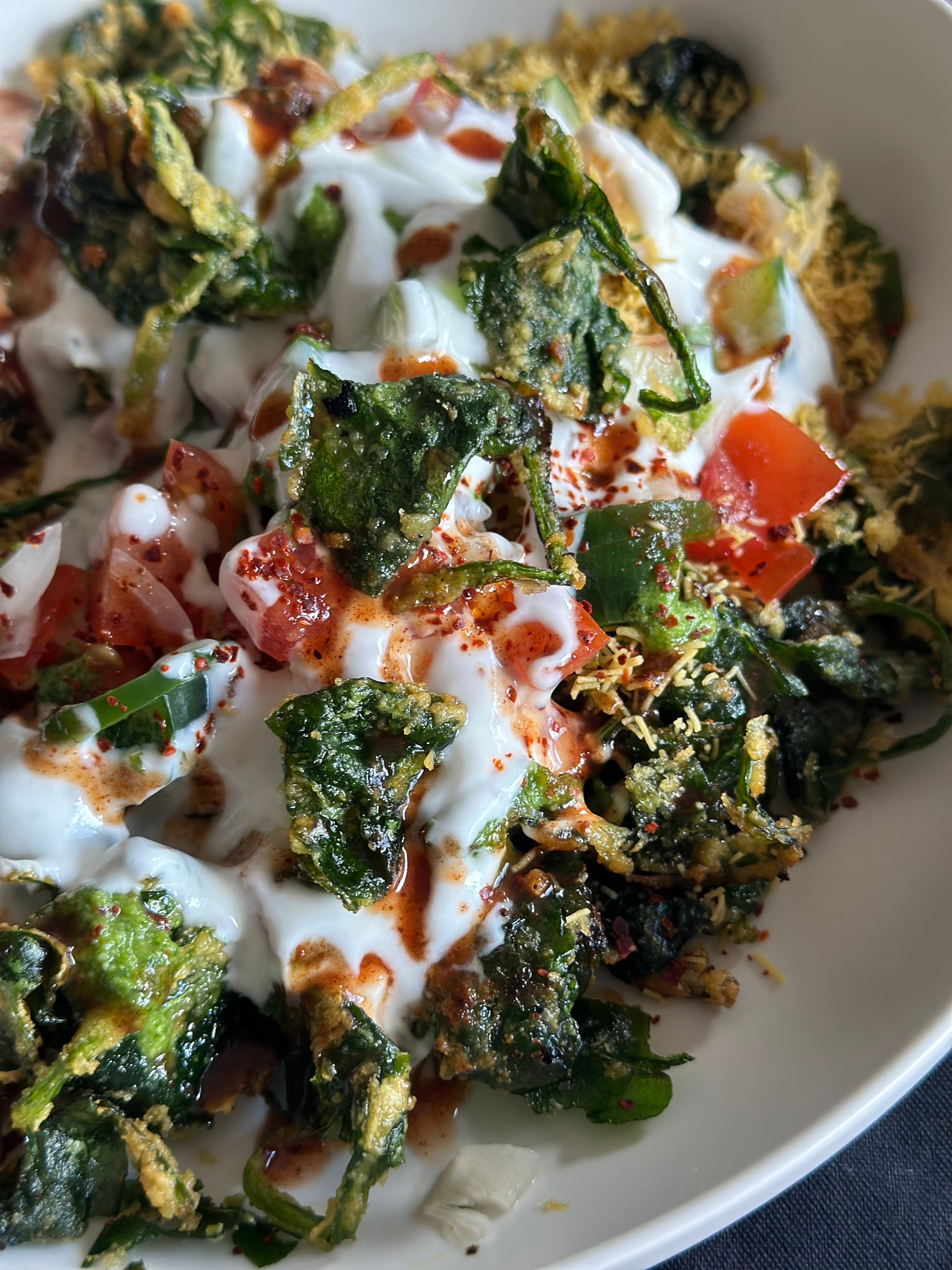Palak Chaat (Crispy Fried Baby Spinach) – Nadia's Meza recipes