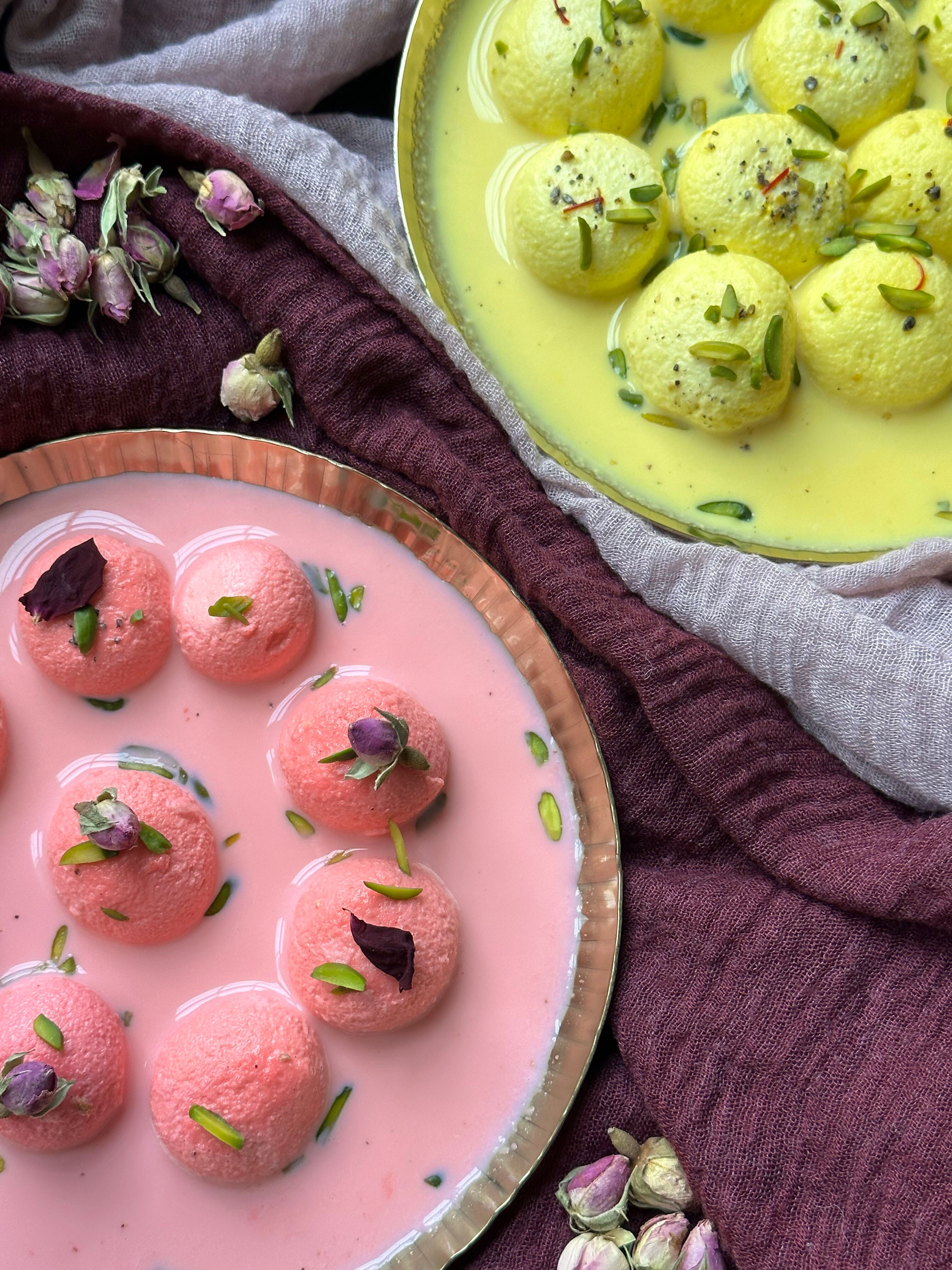 Kesar and Rose ~ Ras Malai (Homemade Cheese Dessert) – Nadia's Meza recipes
